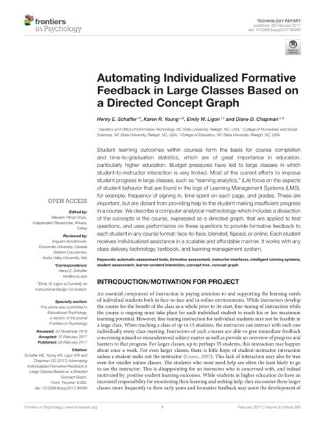 Pdf Automating Individualized Formative Feedback In Large Classes Based On A Directed Concept