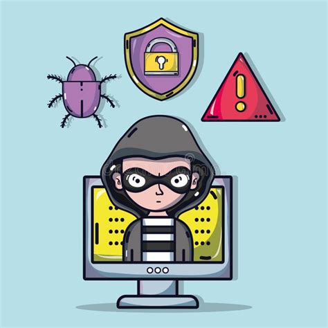 person hacker to programmer virus in the system stock vector