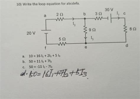 Solved 10 Write The Loop Equation For Abcdefa A