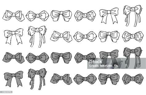 Cute Monochrome Ribon Illustration Set Stock Illustration Download