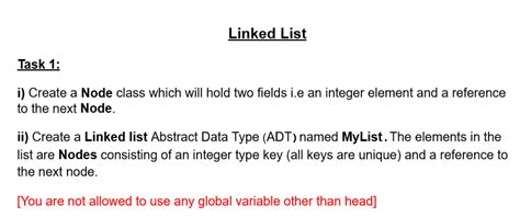 Solved Linked List Task 1 I Create A Node Class Which Will Chegg Com