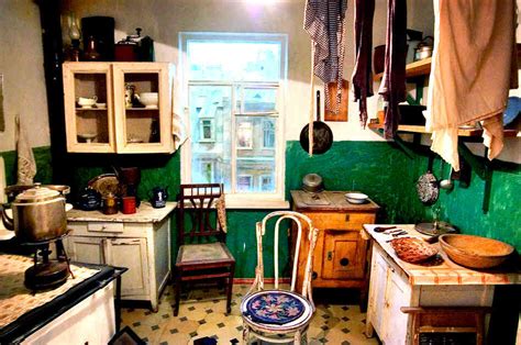 A Typical Russian Kitchen Inside An Apartment Built During The Early