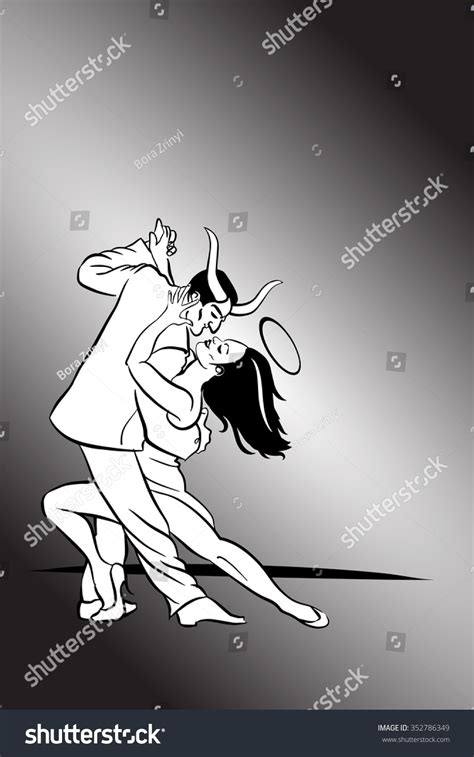 Horny Devil Dances Tango Stock Vector Royalty Free 352786349