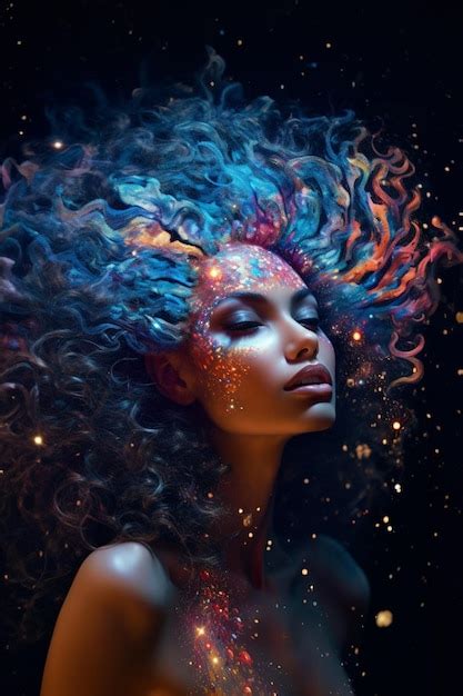 Arte De Dibujo Digital De Paleta De Acuarela De Viaje Astral De Mujer