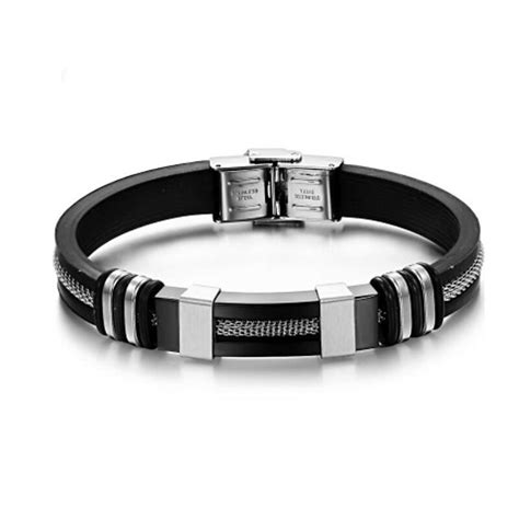 4 Farbe Edelstahl Silikon Armband Männer Schmuck A Vicedeal