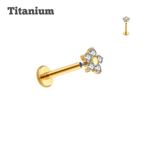 Titanium Tiny Flower Threaded Labret