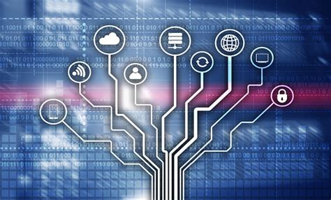 telecommunication concept binary code on large data center background
