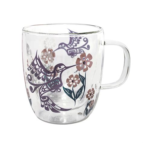 Double Walled Glass Mug Hummingbird Francis Dick Kwakwakawakw