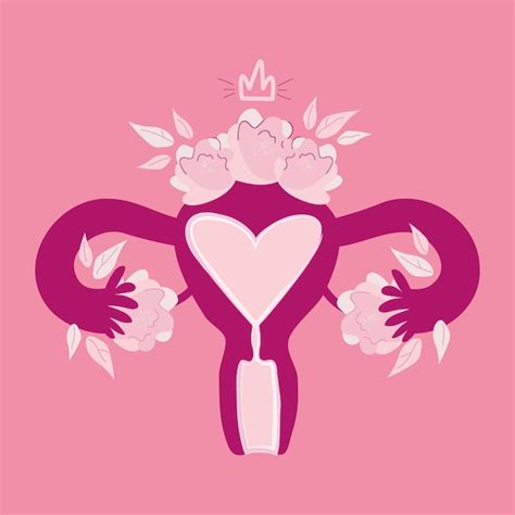 Premium Vector Female Reproductive System With Flowers