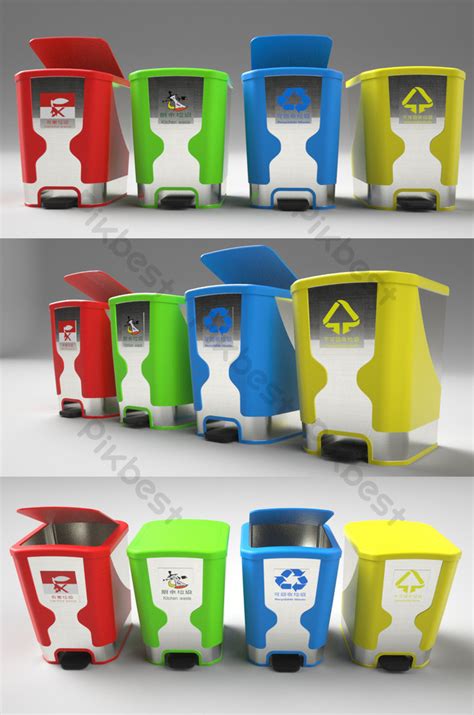 C4d Color Edging Classification Dustbin Model Decors And 3d Models C4d