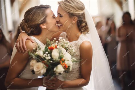 Premium Photo Lesbian Couple Kissing For The Marriage Together