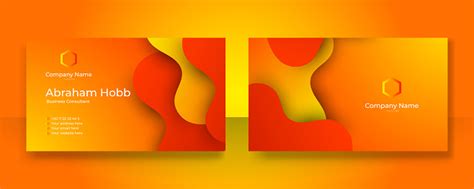 현대 창조적이고 깨끗한 다채로운 오렌지 명함 디자인 템플릿 트렌디 한 단순한 추상 기하학적 세련된 웨이브 라인이있는 고급 우아한 명함 디자인 배경 벡터 일러스트 레이 션 0