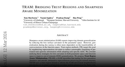paper page tram bridging trust regions and sharpness aware minimization