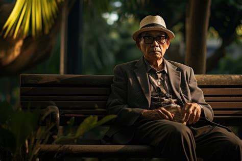 Thai Uncle Sitting Glasses Adult Premium Photo Rawpixel