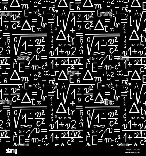 Physics Equations On Black Background Hand Drawn Seamless Pattern Stock Vector Image Art Alamy