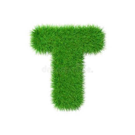 Grass Letter T Isolated On White 3d Illustration Stock Illustration