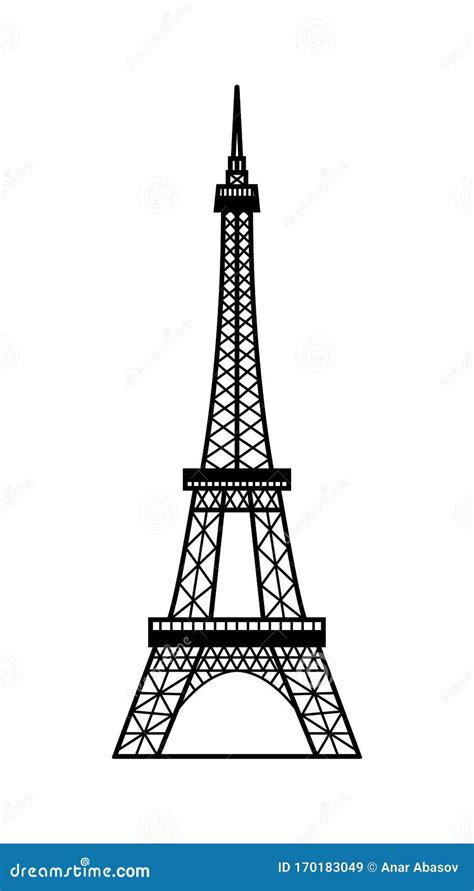 Vector Illustration Of Eiffel Tower Symbol Of Paris France Black