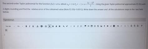 Solved 2 The Second Order Taylor Polinomial For The Function