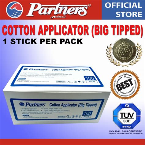 Partners Cotton Applicator Sticks Big Tipped 100 Packs 1 Pcpck