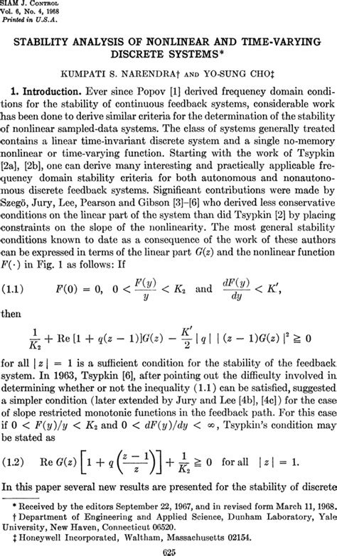 Stability Analysis Of Nonlinear And Time Varying Discrete Systems