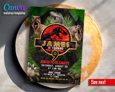 Jurassic Park Customizable Invite Template Instant Download Share