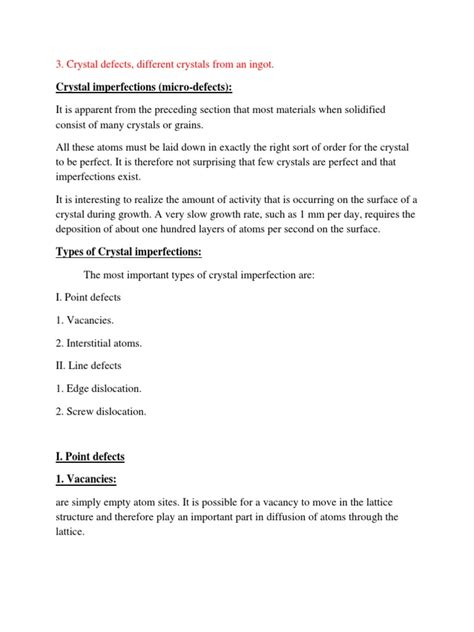5 Crystalline Defects Different Crystals From An Ingot Pdf
