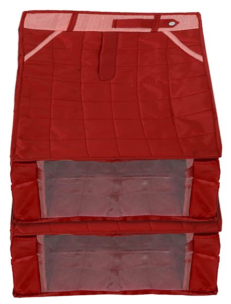 Pant Trouser Cum Clothes Organizer With Clear Window Pack Of 2 Maroon Globalbees Shop