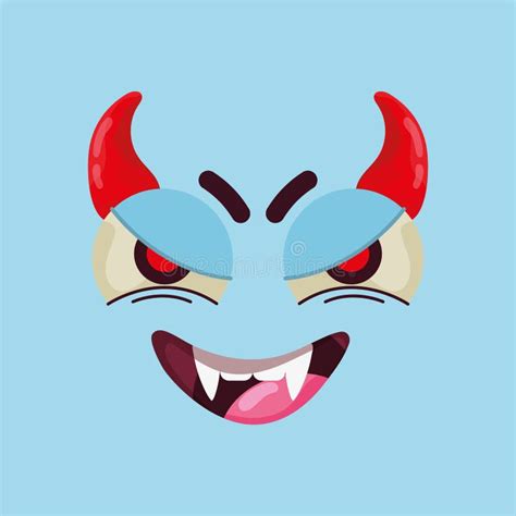 Isolated Cute Evil Happy Facial Expression Vector Stock Vector