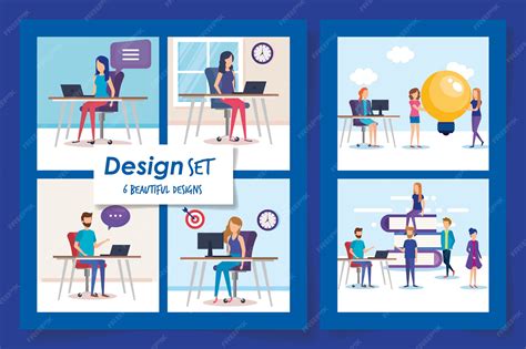 Premium Vector Six Designs Of Teamwork People