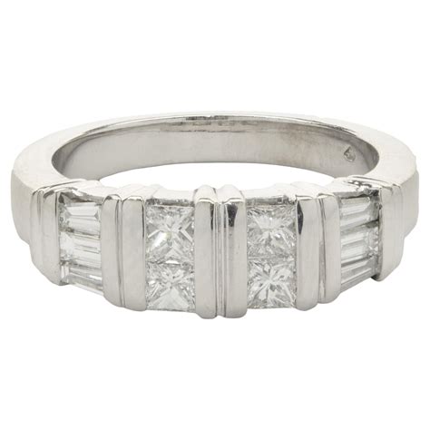 R Pr Sd Princess Cut Diamond Ring With French Cut Baguette Sapphires