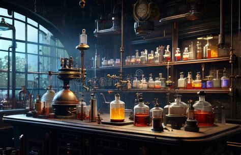 Old Science Lab With Chemical Reagents And Burner Stock Image Image Of Jars Cleaning 361341461