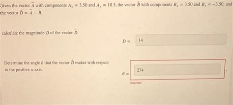 Solved Given The Vector A With Components Ax And Chegg