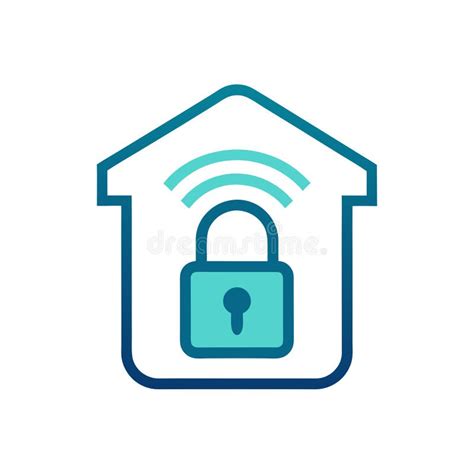 Secure Smart Home Icon With Wifi Symbol And Padlock Illustration Stock Vector Illustration Of
