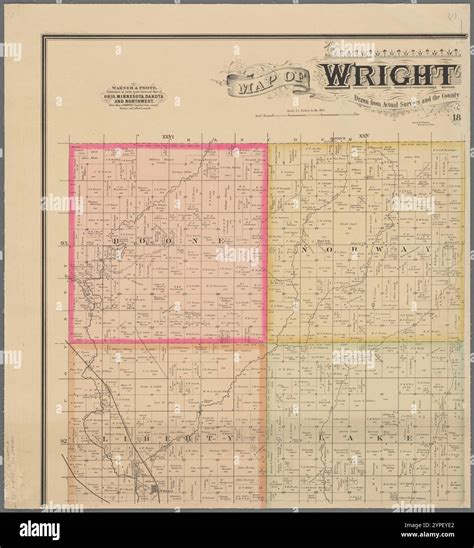 Map Of Wright County Iowa Drawn From Actual Surveys And The County Records 1885 By Warner