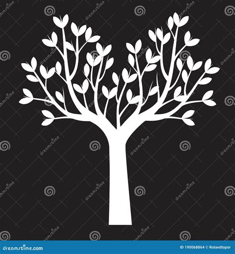 White Naked Tree Vector Outline Illustration Plant In Garden CartoonDealer