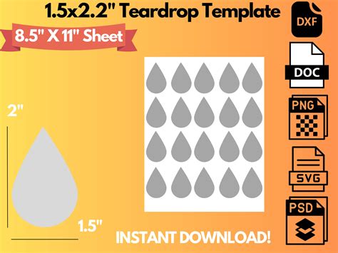 1 5x2 2 Teardrop Template Teardrop Earring Earring Template Svg