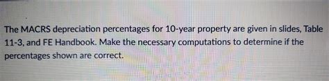 Solved The Macrs Depreciation Percentages For 10 Year