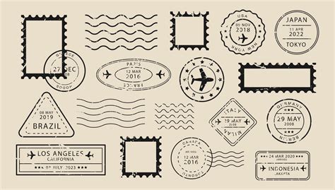 International Travel Grunged Stamps Stamp Different Mail Delivery Postmark Textured Airplane