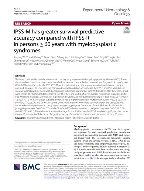 Pdf Ipss M Has Greater Survival Predictive Accuracy Compared With