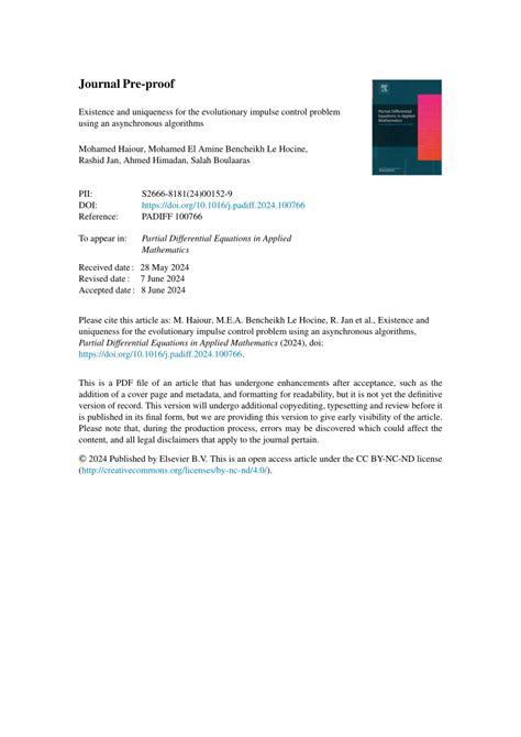 Pdf Existence And Uniqueness For The Evolutionary Impulse Control Problem Using An