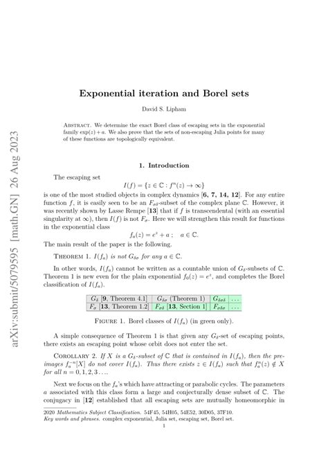 Pdf Exponential Iteration And Borel Sets