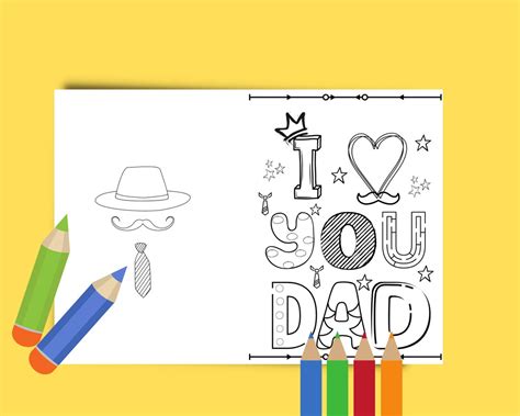 Digital Birthday Coloring Card Dad Greeting Card Coloring Etsy