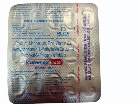Calcimax Total Calcium Citrate And Vitamin D3 Tablet At ₹ 261box