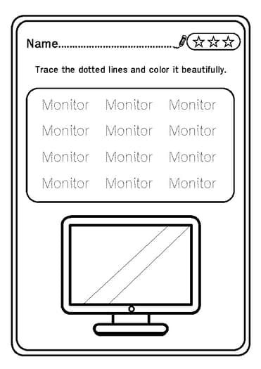 Free Coloring And Tracing Exercises About Technology Computer