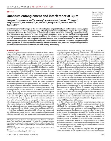 Pdf Quantum Entanglement And Interference At 3 μm