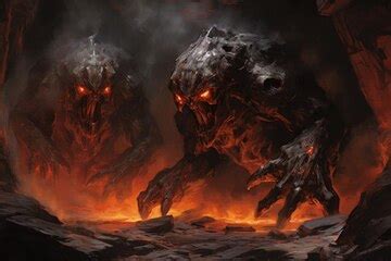 Premium Ai Image Ferocious Lava Golems Born From Volcanic Eruptions