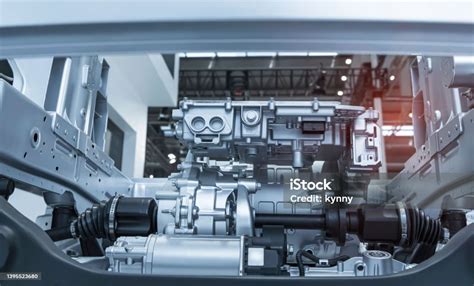 Chassis Of The Electric Car With Powertrain And Power Connection