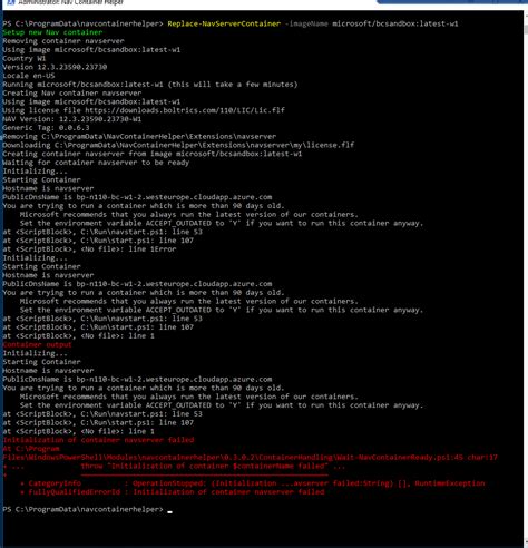 Failure During Replace NavServerContainer Issue Microsoft AL GitHub