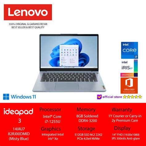 Jual LENOVO IdeaPad IAU RJ DMID Core I U GB GB Iris Xe W Shopee Indonesia
