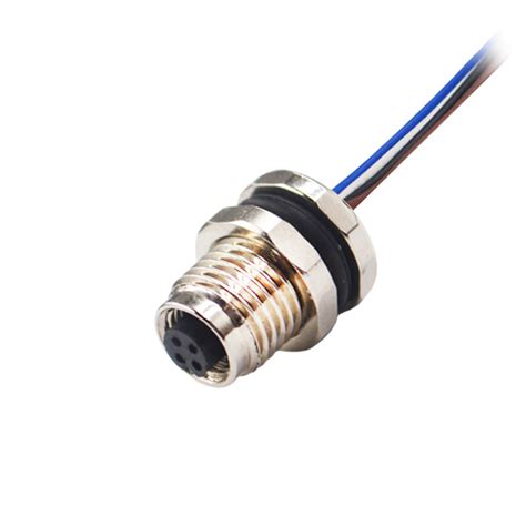 M5 3pins A Code Female Straight Front Panel Mount Connector Unshielded Single Wires 26awg 0